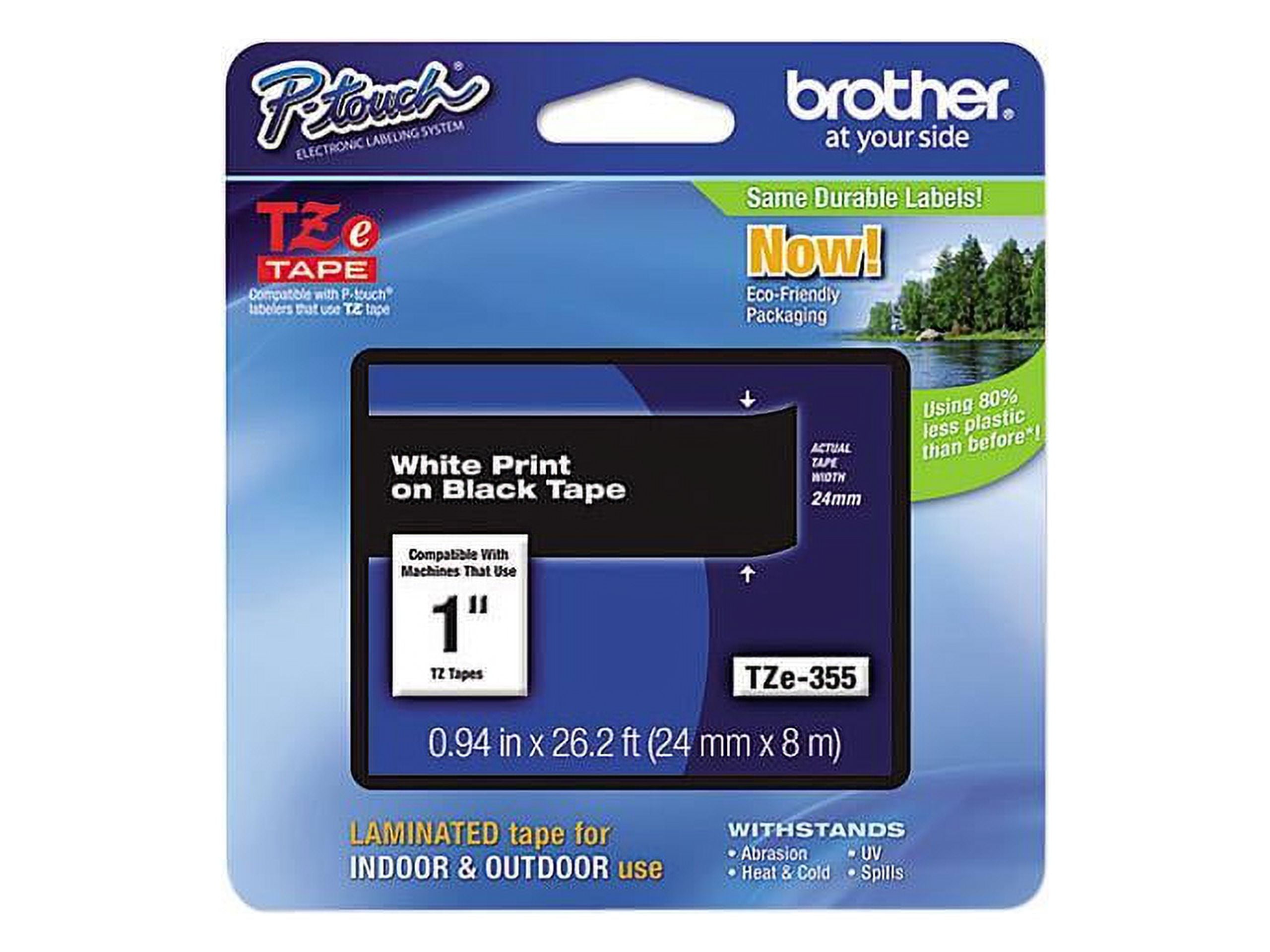 Brother P-Touch TZ Series Lettering Tape, 1"w, White on Black - Walmart.com