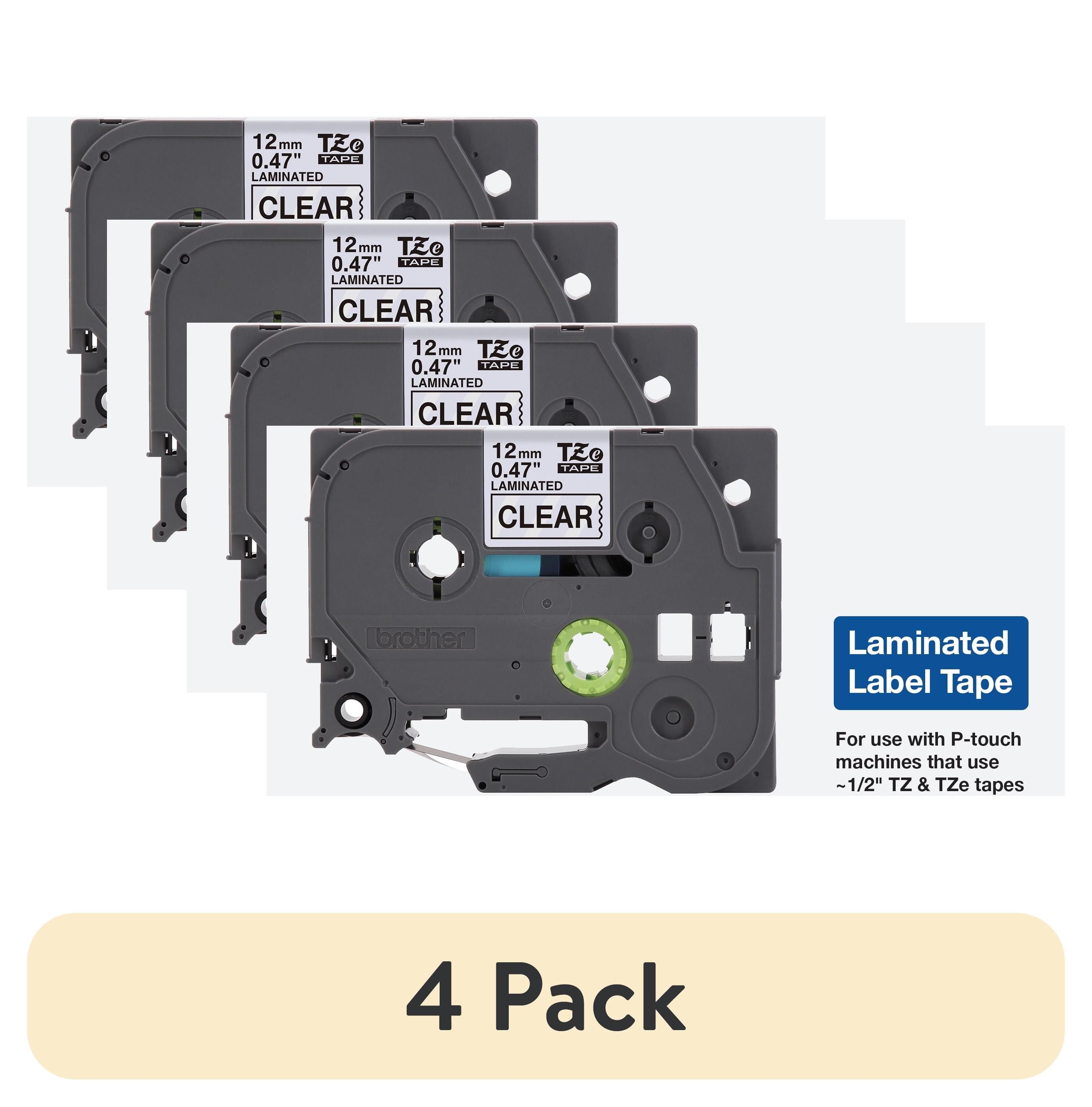 (4 pack) Brother P-Touch TZE131 Label Tape, 0.47" x 26.2', Black on ...