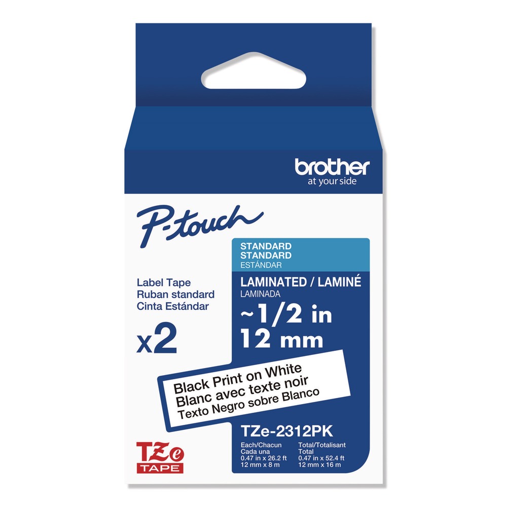Brother P-Touch TZE2312PKG Tze Standard Adhesive 0.47 in. x 26.2 ft ...