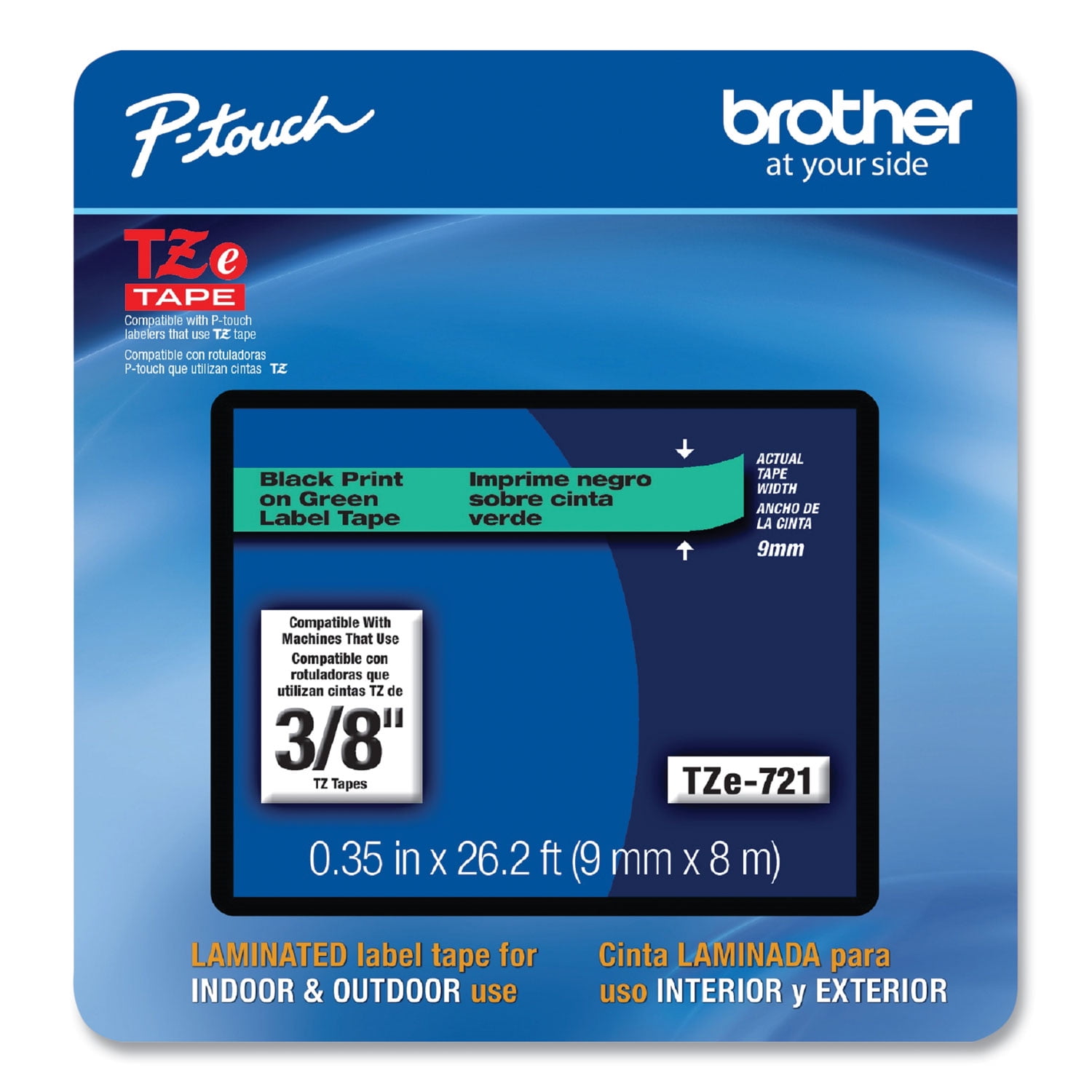 Brother P-Touch TZe Laminated Removable Label Tapes, 0.35" x 26.2 Feet ...