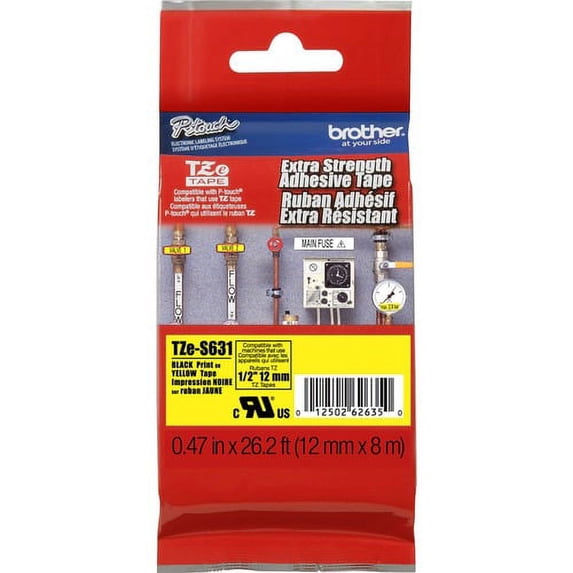Brother P-touch Industrial TZe Tape Cartridges - 15/32" Width - Black ...