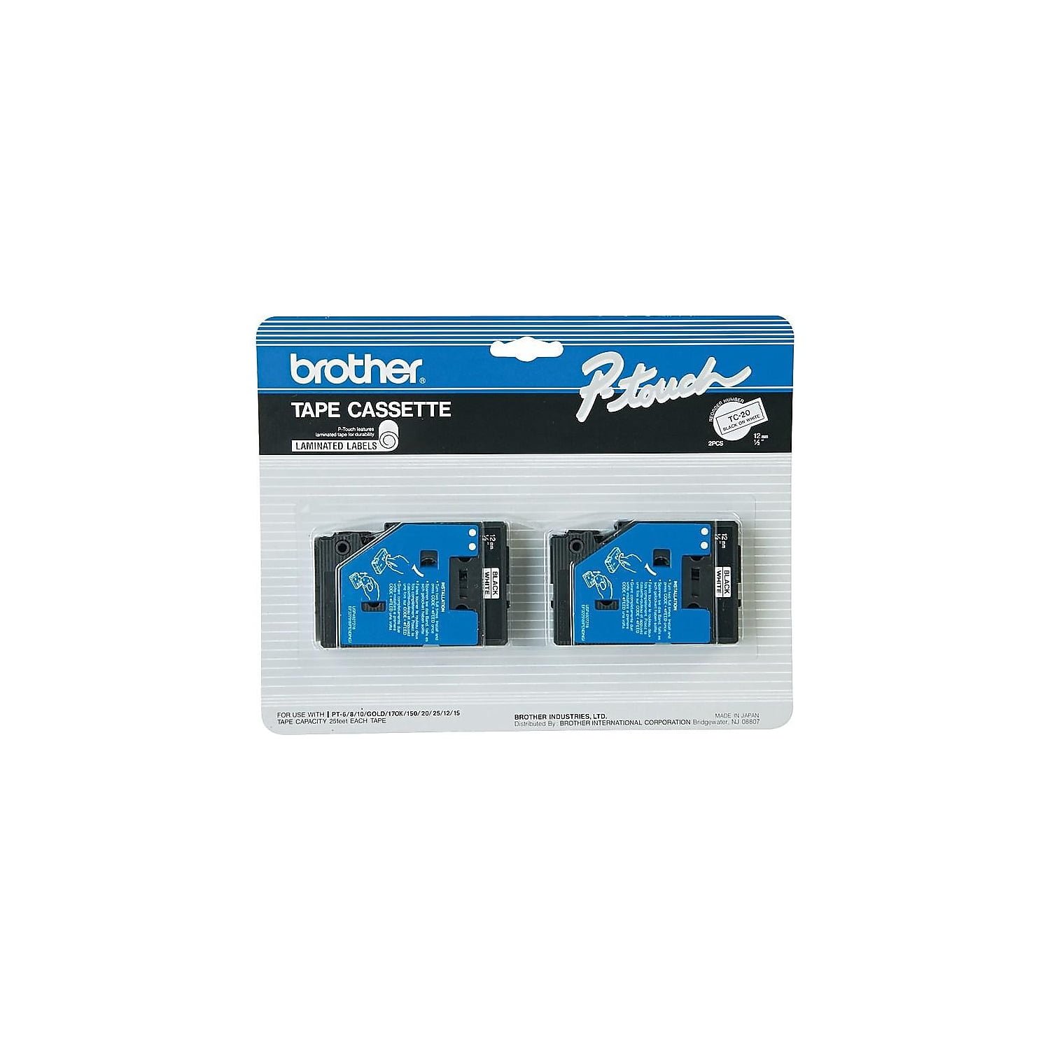 Brother P-touch TC-20Z1 Laminated Label Maker Tape 3/8" x 25-2/10 ...