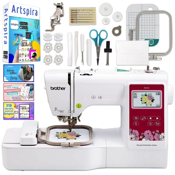 Brother, Embroidery Machine, PE545, 4" x 4" Hoop & Accessories ...