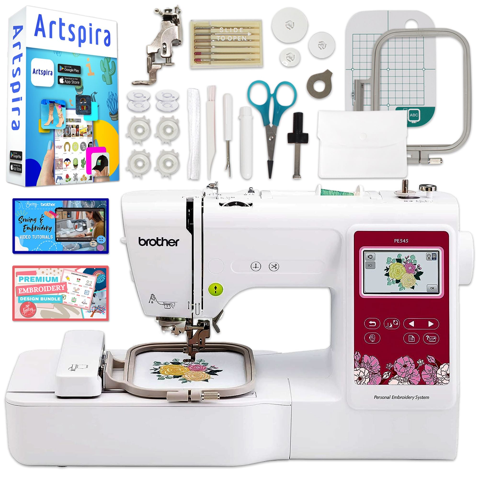 Brother PE545 Embroidery Machine with 4" x 4" Hoop & Accessories ...
