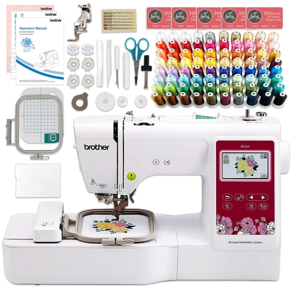Brother PE545 Embroidery Machine with Deluxe 80 Embroidery Spool Bundle ...