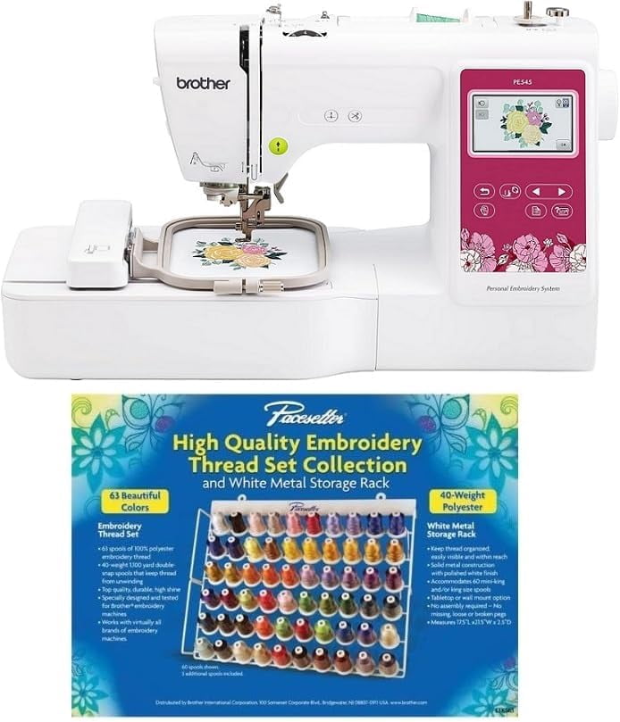 Brother PE545 Embroidery Machine with Wireless LAN, 4" x 4" Hoop Area ...