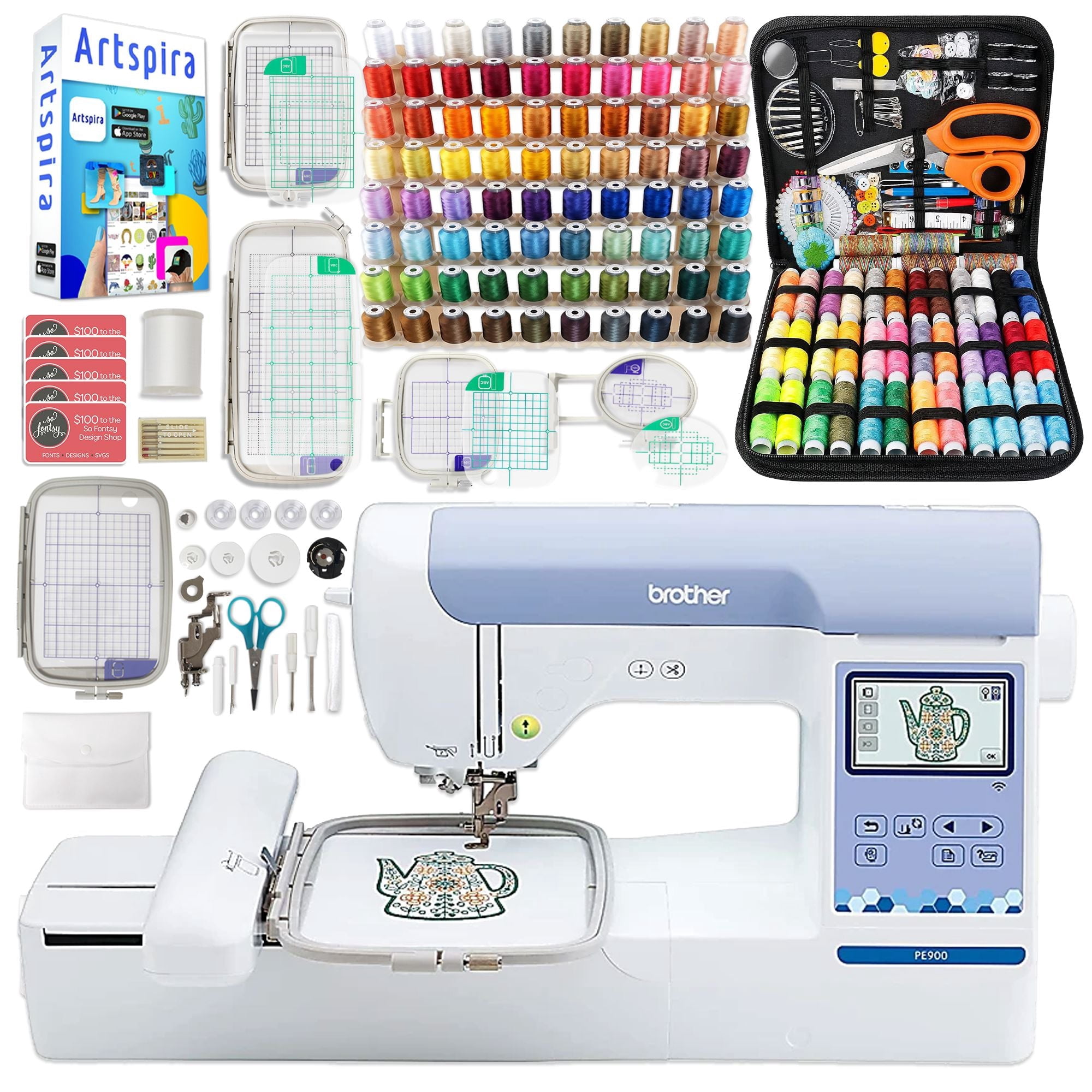 Brother PE900 5" x 7" Embroidery Machine All-in-One Bundle - Walmart.com