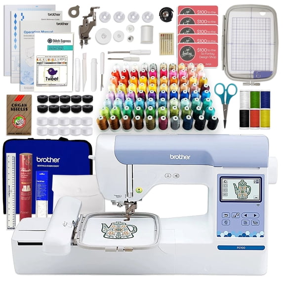 "Brother PE900 Embroidery Machine, 5""x7"" Area, Kit & Digitizing ...