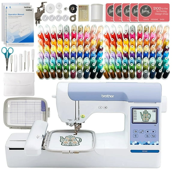 Brother PE900 5" x 7" Embroidery Machine with 160 Embroidery Spools Bundle - Walmart.com