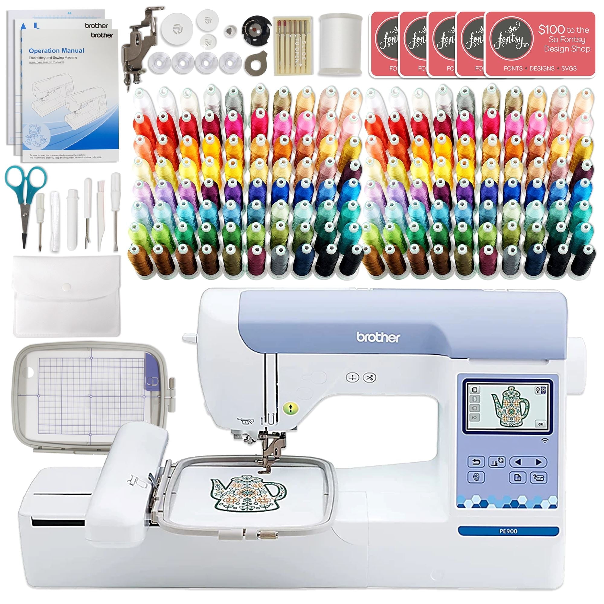 Brother PE900 5" x 7" Embroidery Machine with 160 Embroidery Spools ...
