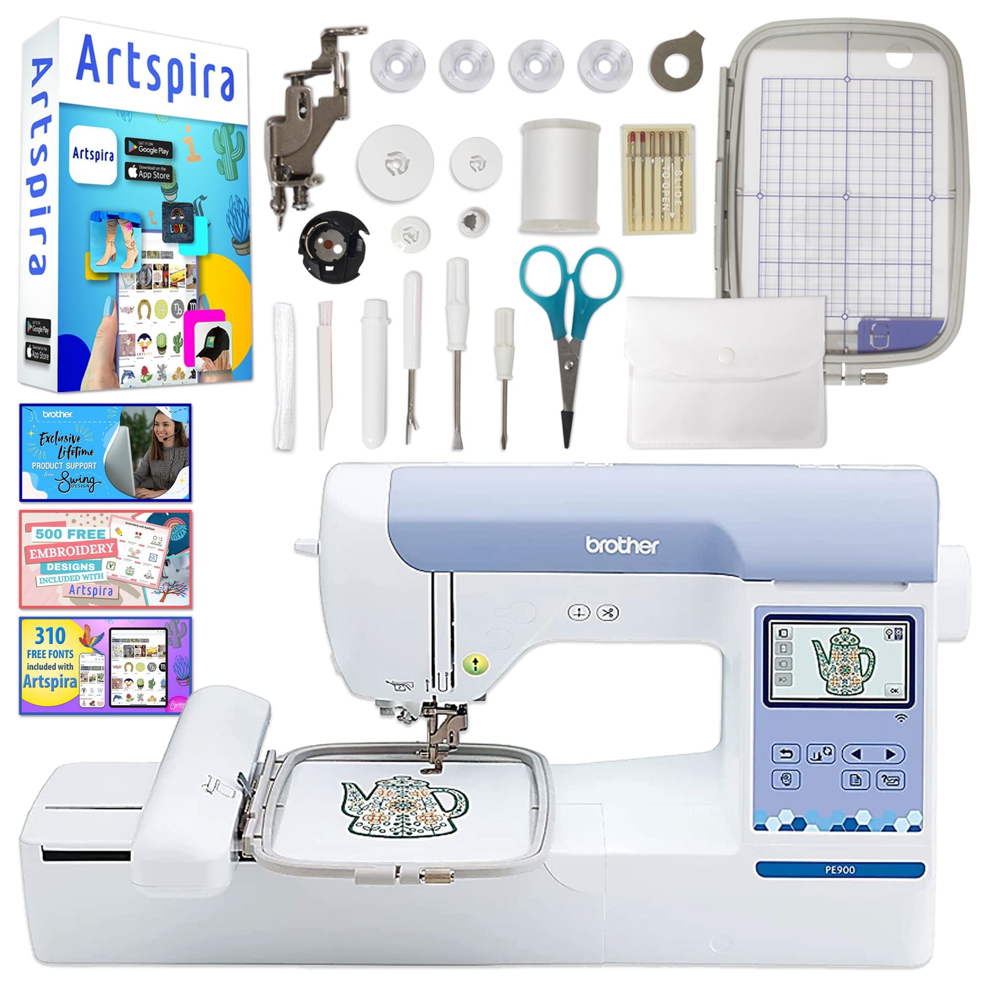 Brother PE900 5" x 7" Embroidery Machine with 5" x 7" Hoop ...