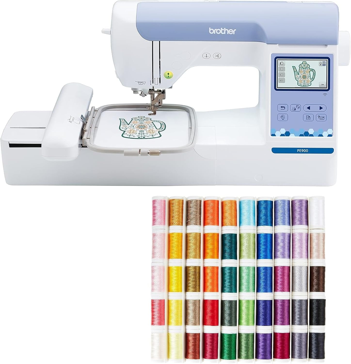 Brother PE900 Embroidery Machine with WLAN, and SA650 Designio 50-Color ...