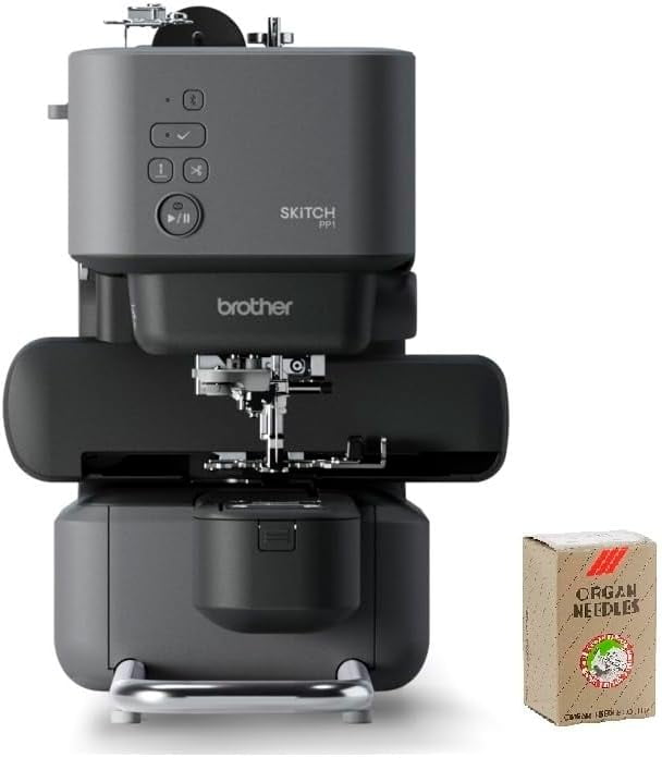 Brother PP1 Skitch Single-Needle Embroidery Machine and SAEMB7511 100-Piece 75/11 Embroidery ...
