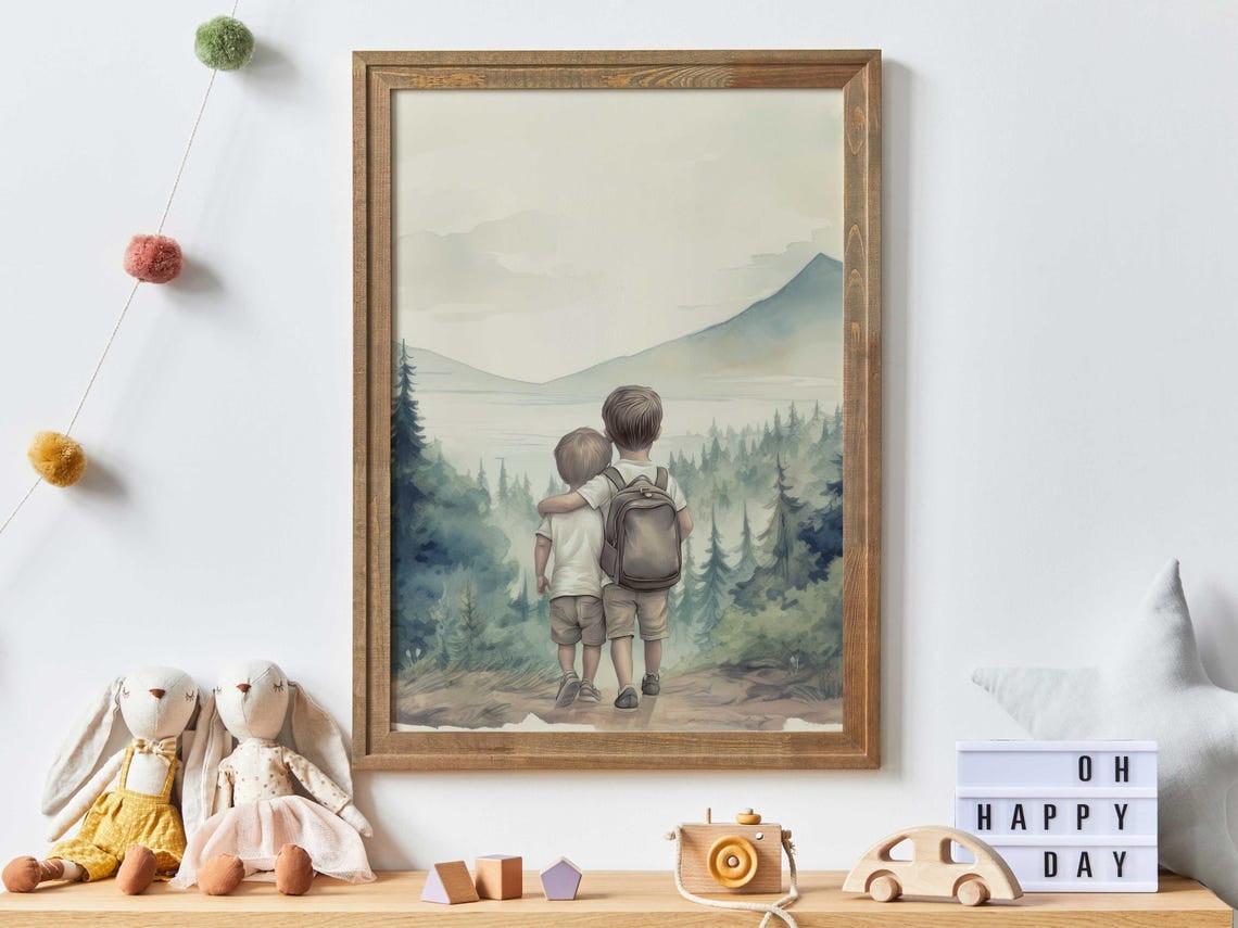 Brother Room Decor Forest and Mountain Nursery Art Boy Unframed Paper ...
