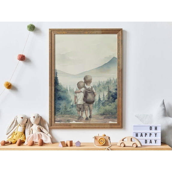 Brother Room Decor Two Brother Print Forest Nursery Art, Unframed Paper ...