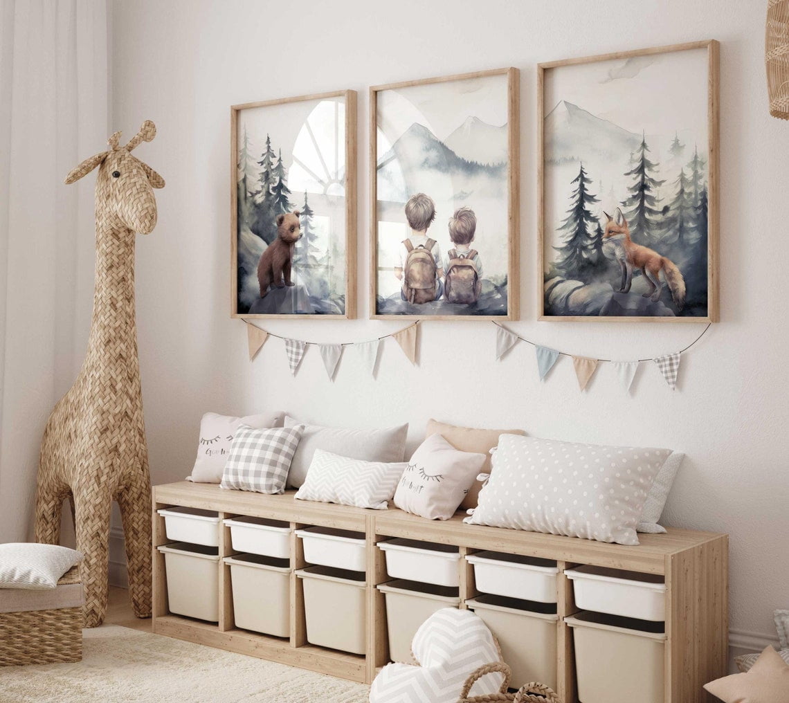 Brother Room Decor Woodland Animals Boy Adventure Shared Brother Room ...