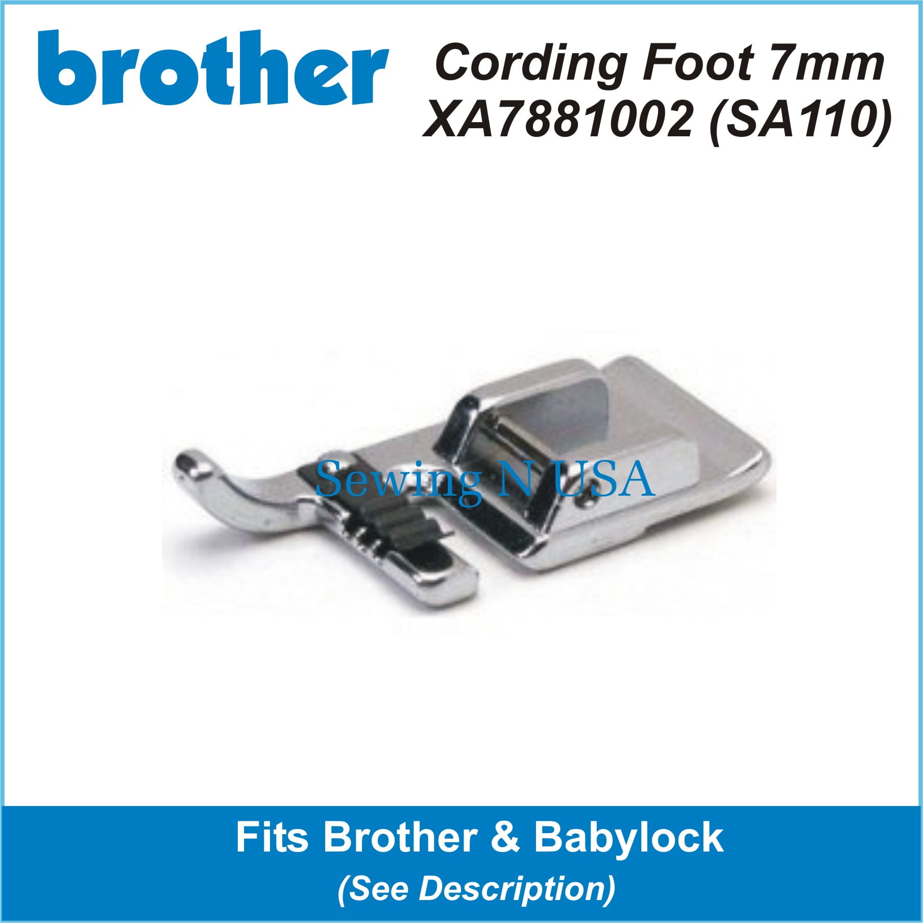 Brother SA110 Cording Foot 7mm Fits Models In Description - Walmart.com