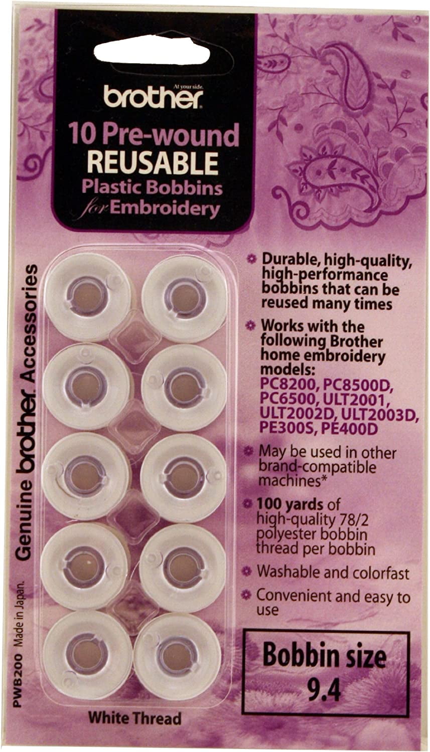 Brother Machine Premium SA155 Pre-wound White 60 Weight Embroidery ...