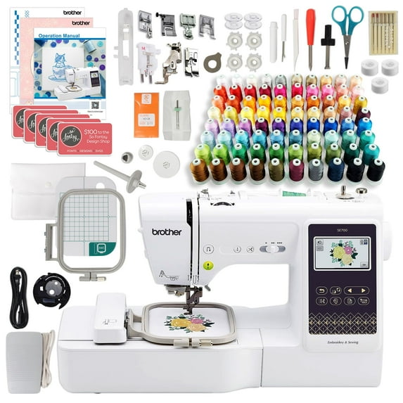 Brother SE700 Programmable Embroidery & Sewing Machine w/ Quilting, 80 ...