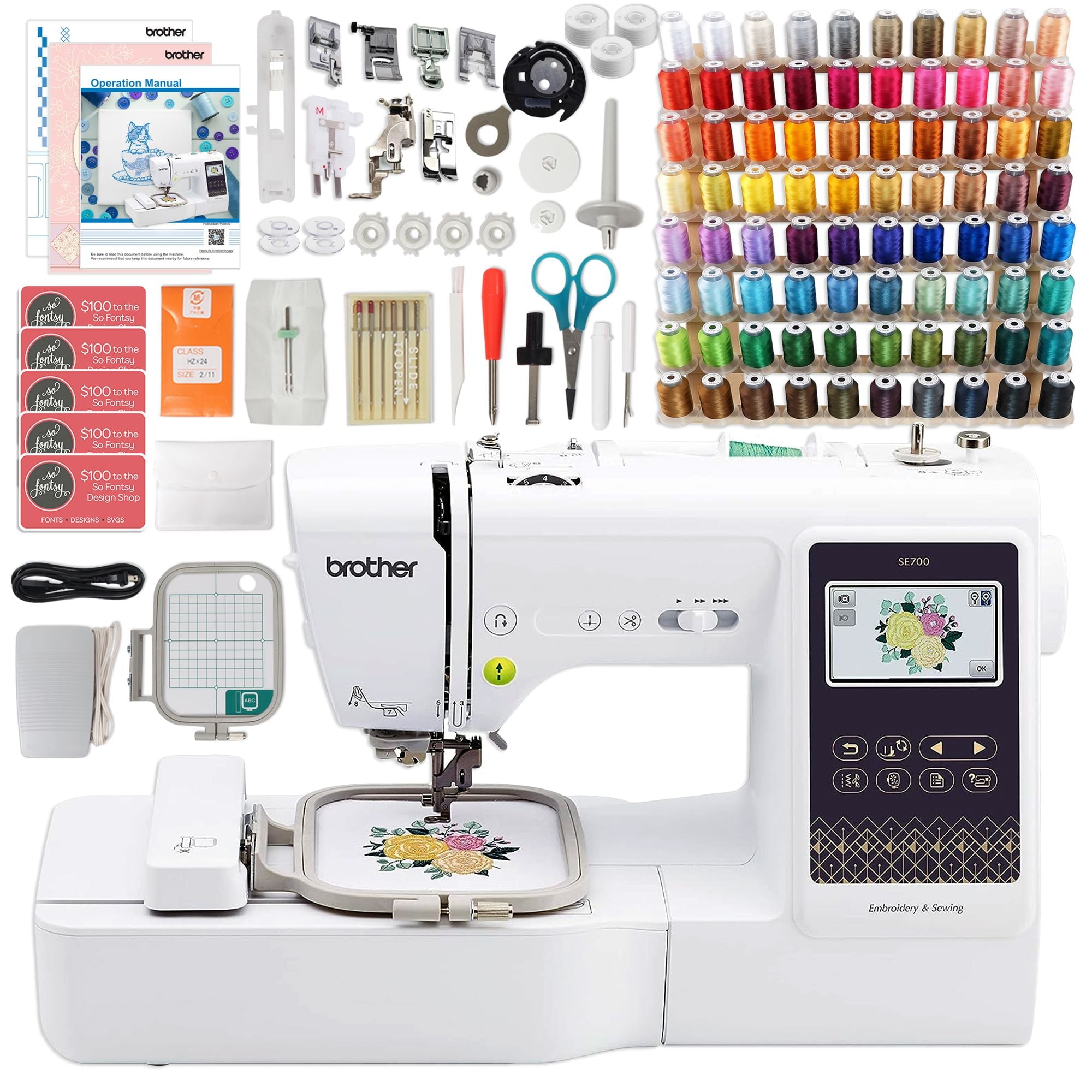 Brother SE700 Programmable Embroidery & Sewing Machine w/ Quilting, 80 ...
