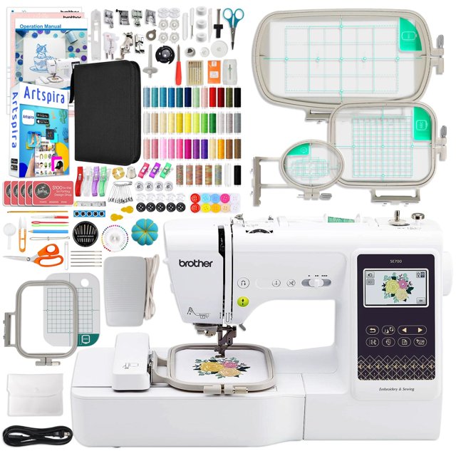 Brother SE700 Embroidery & Sewing Machine with Deluxe Hoop Bundle ...