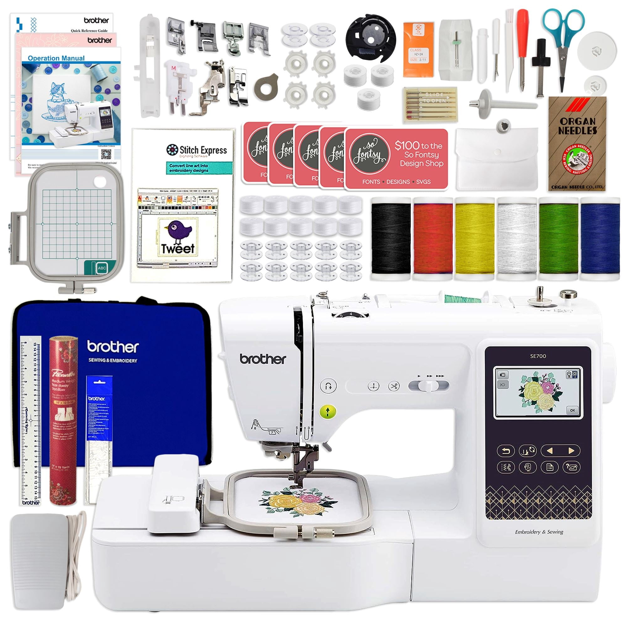 Brother SE700 Professional Home Beginner Embroidery & Sewing Machine ...
