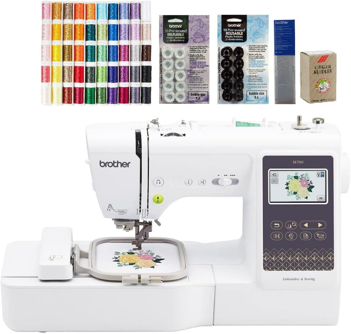 Brother SE700 Sewing and Embroidery Machine, 50-Piece Designio Thread ...