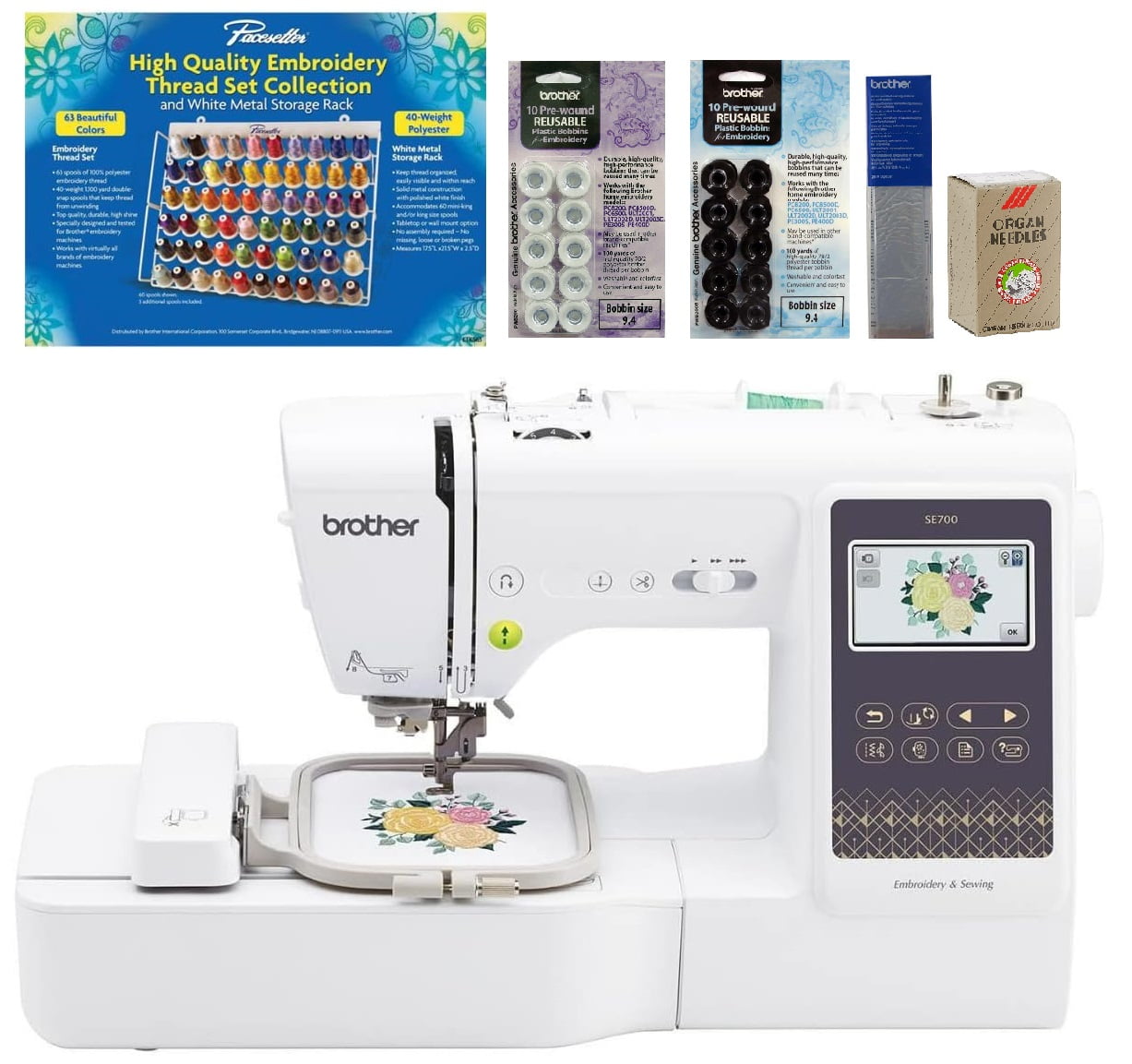 Brother SE700 Sewing and Embroidery Machine, 63-Piece Thread Set, 20 ...