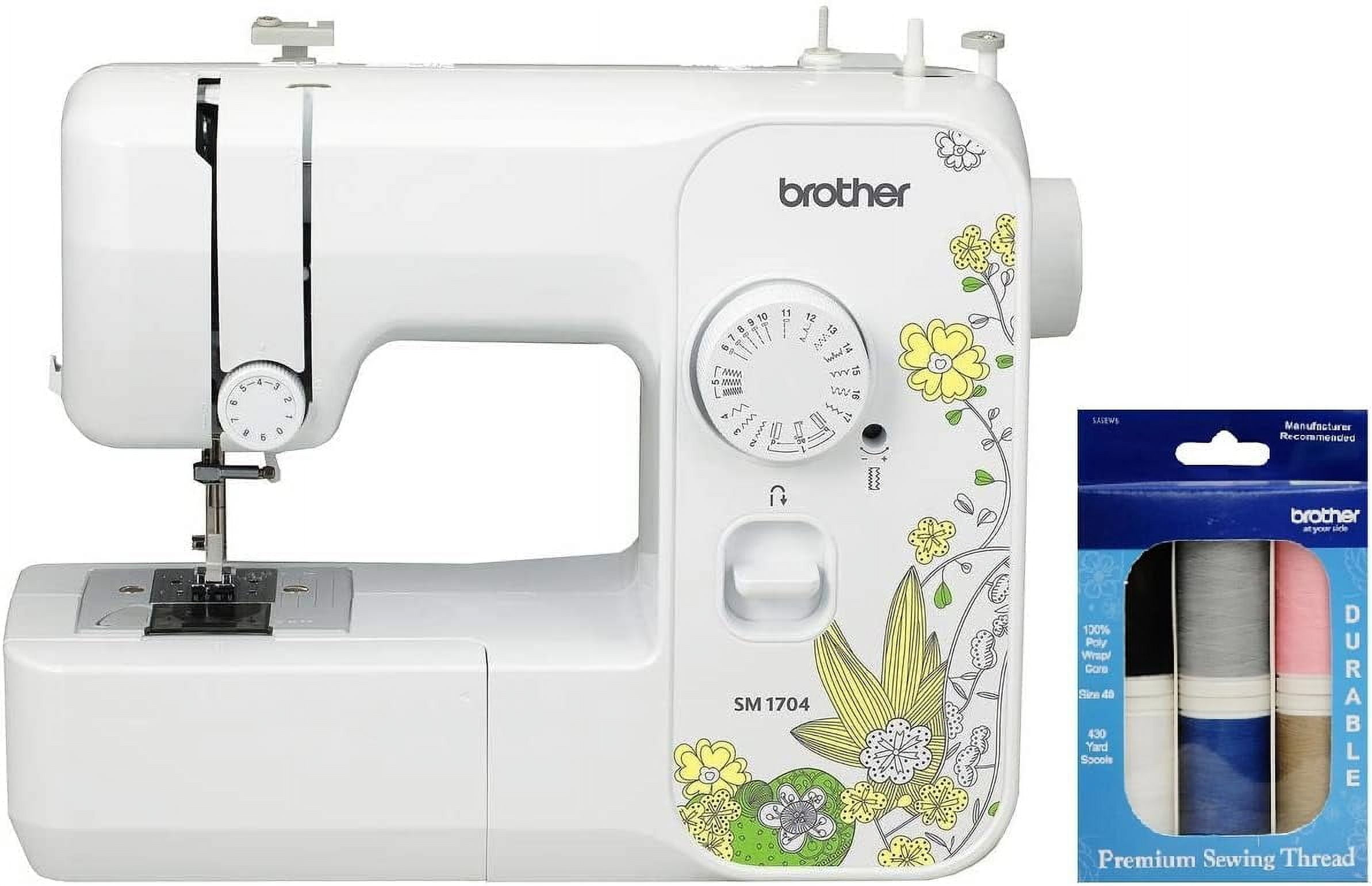 Brother SM1704 17-Stitch Free Arm Sewing Machine and 6-Piece Premium ...