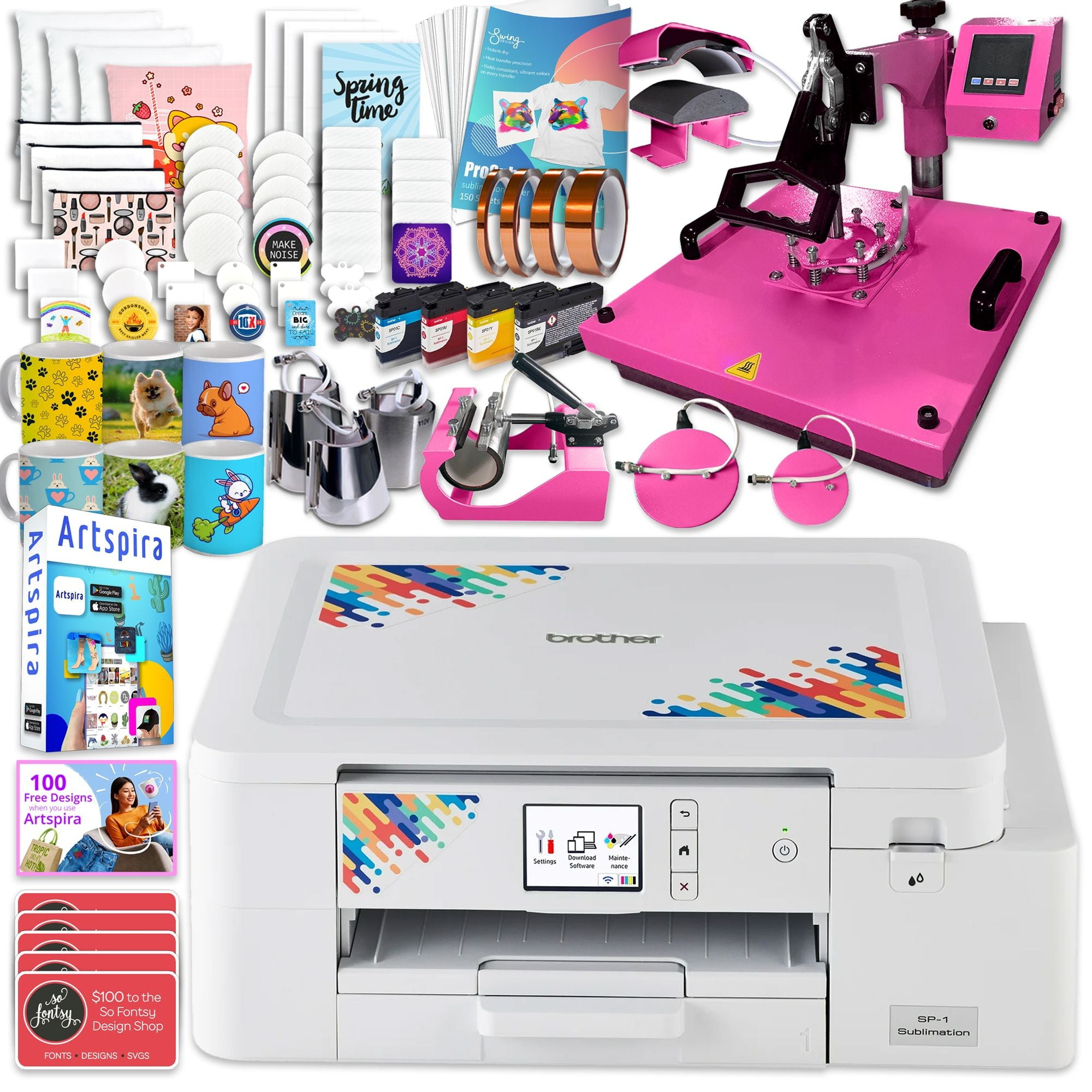 Brother SP-1 Sublimation Printer Bundle with 8-in-1 Heat Press ...