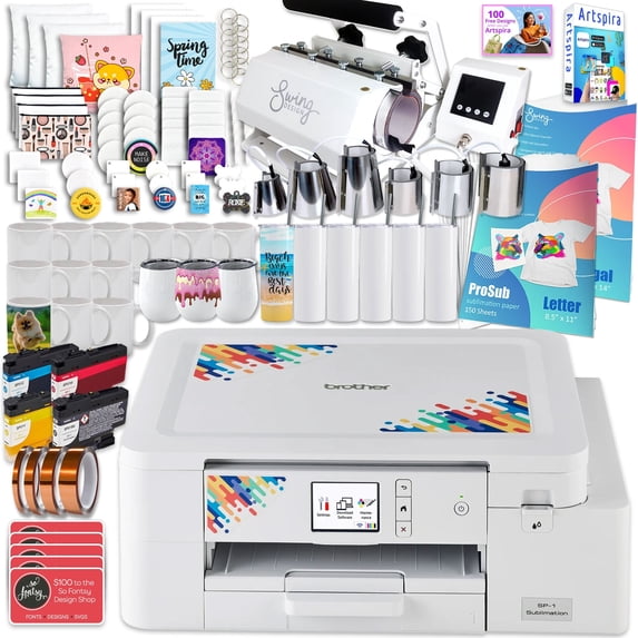 Brother SP-1 Sublimation Printer with 7-in-1 White Tumbler Heat Press ...