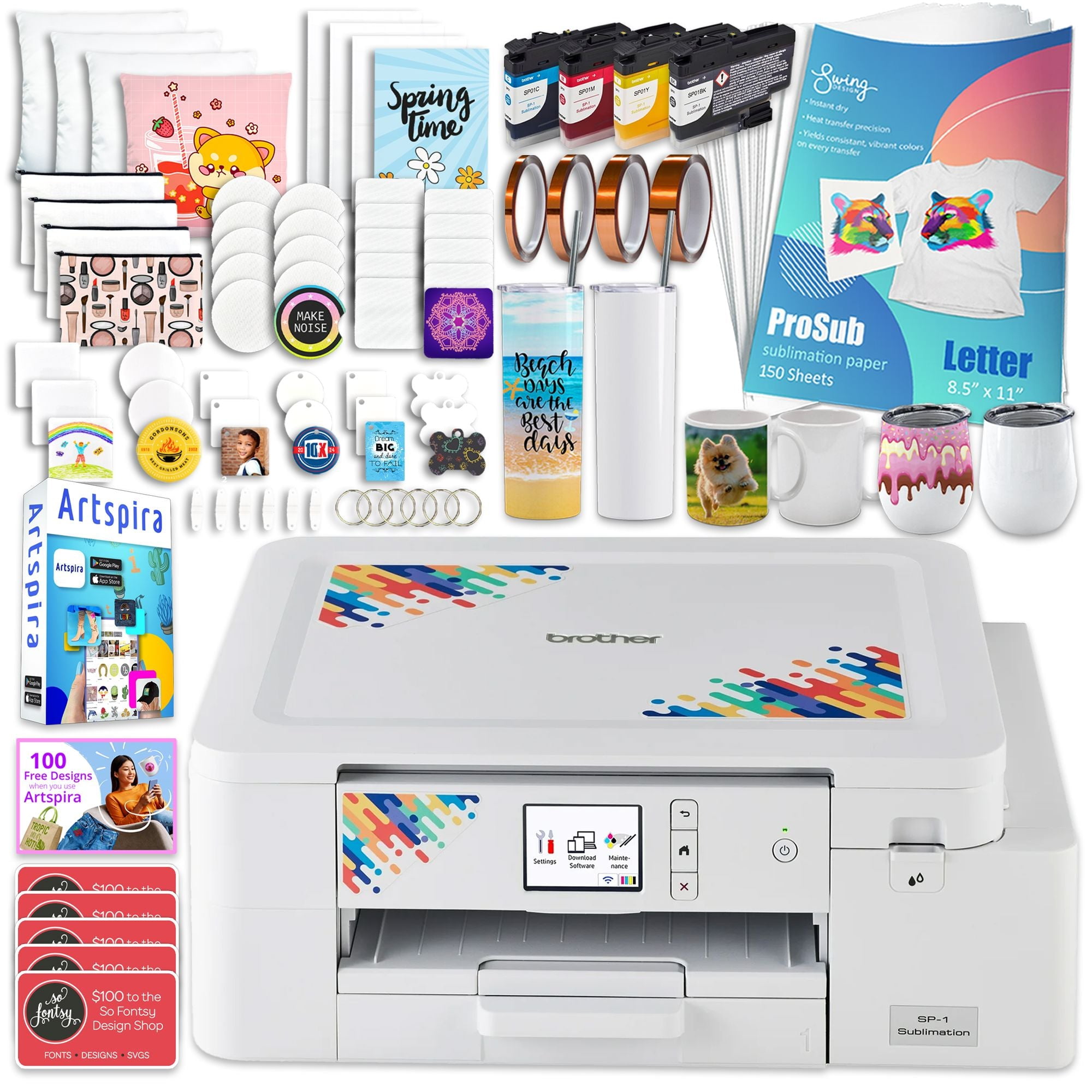 Brother, Sublimation Printer, SP-1, Deluxe Starter Bundle - Walmart.com