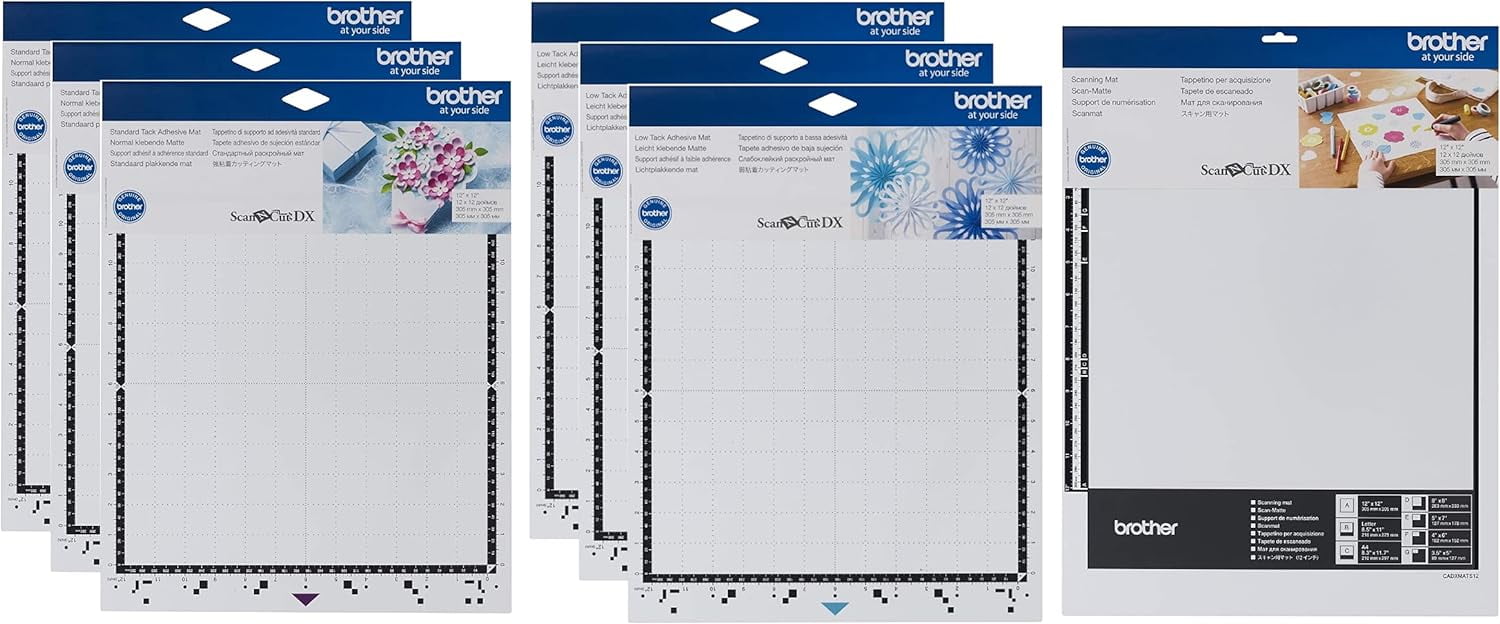 Brother ScanNCut DX Mats, 12" x 12" Standard and Low Tack Adhesives, 3 ...