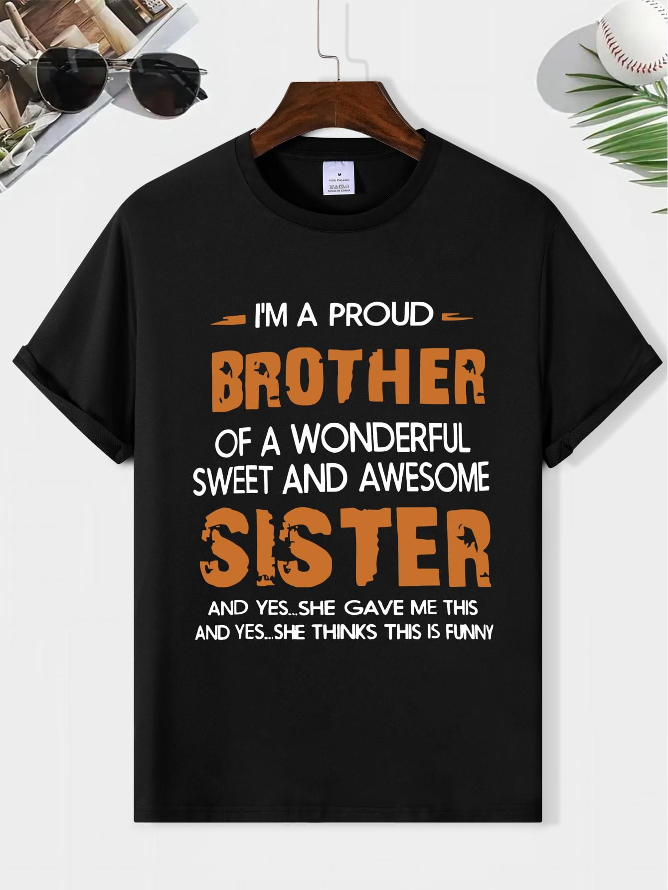 Brother Sister Print Men's Round Neck Print Tee Short-Sleeve Comfy T ...