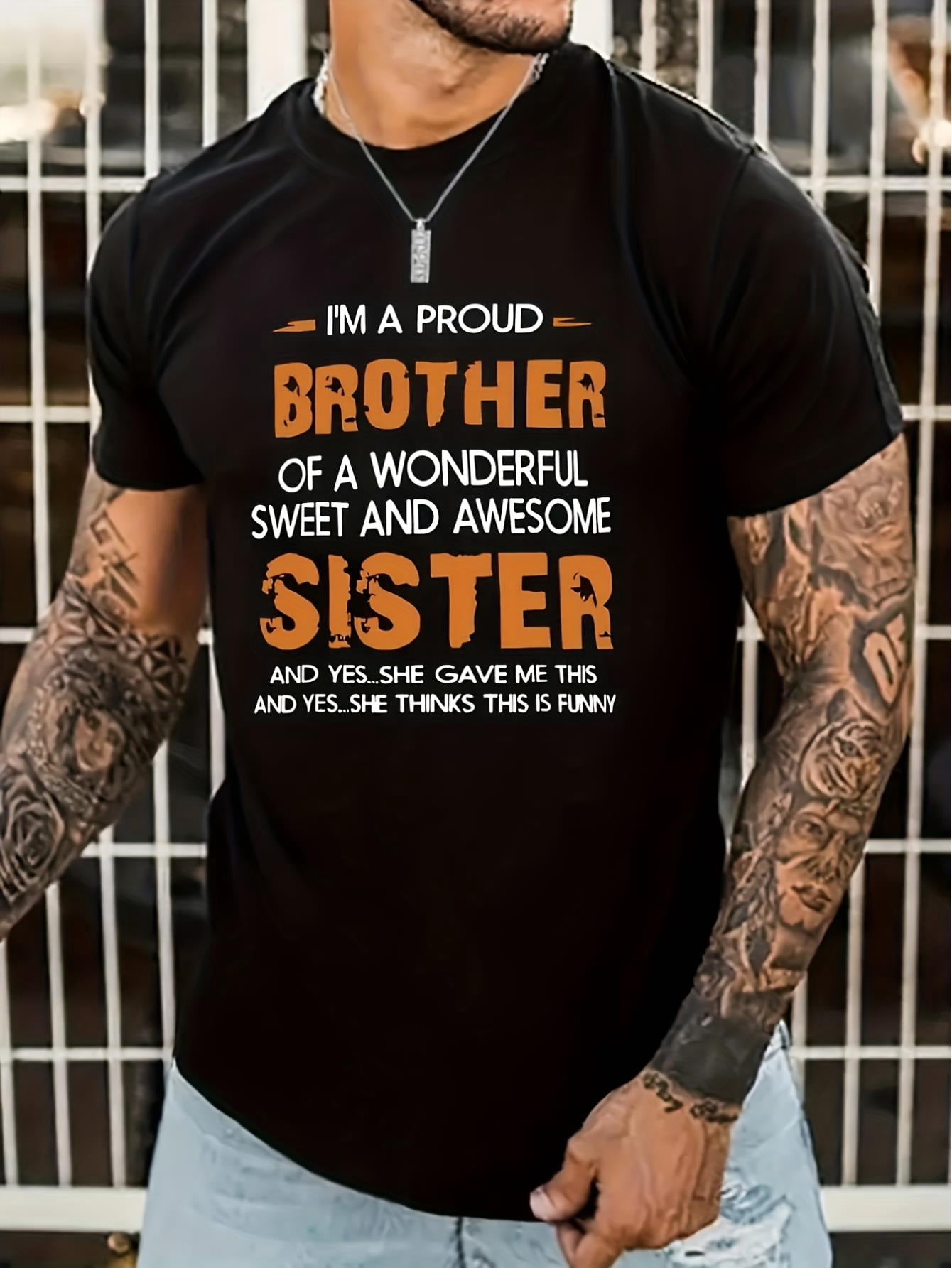 Brother Sister Print Men's Round Neck Print Tee Short-Sleeve Comfy T ...
