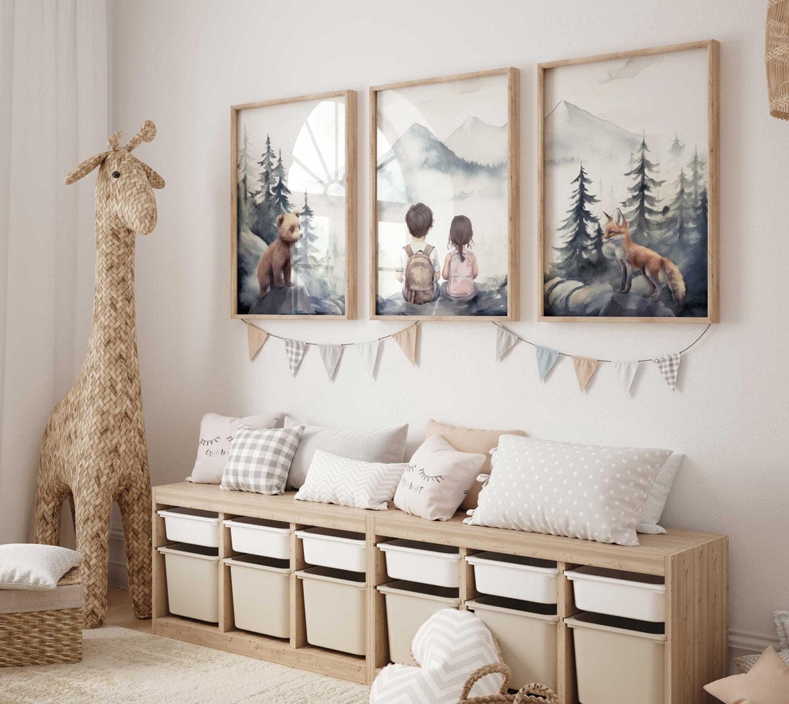 Brother Sister Room Decor Boy Girl Print Shared Sibling Room Woodland ...