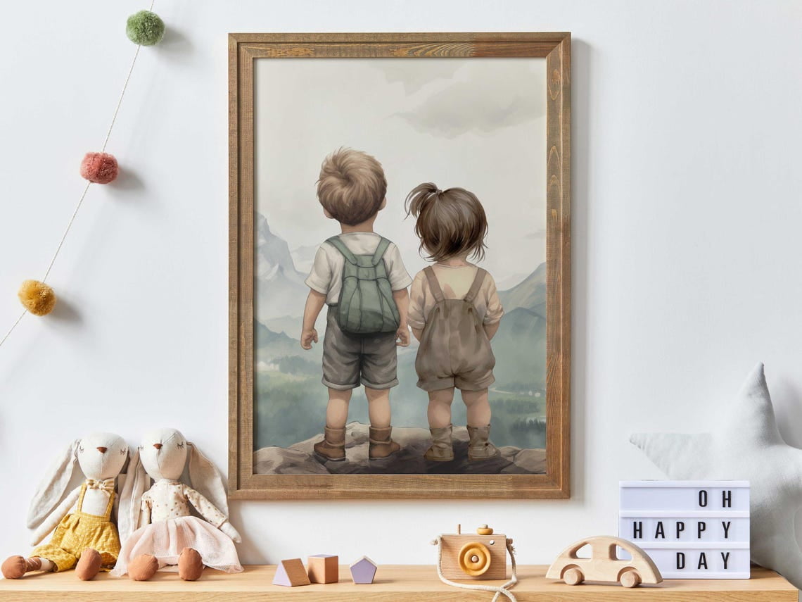 Brother And Sister Room Decor, Sibling Painting, Shared Room Decor ...
