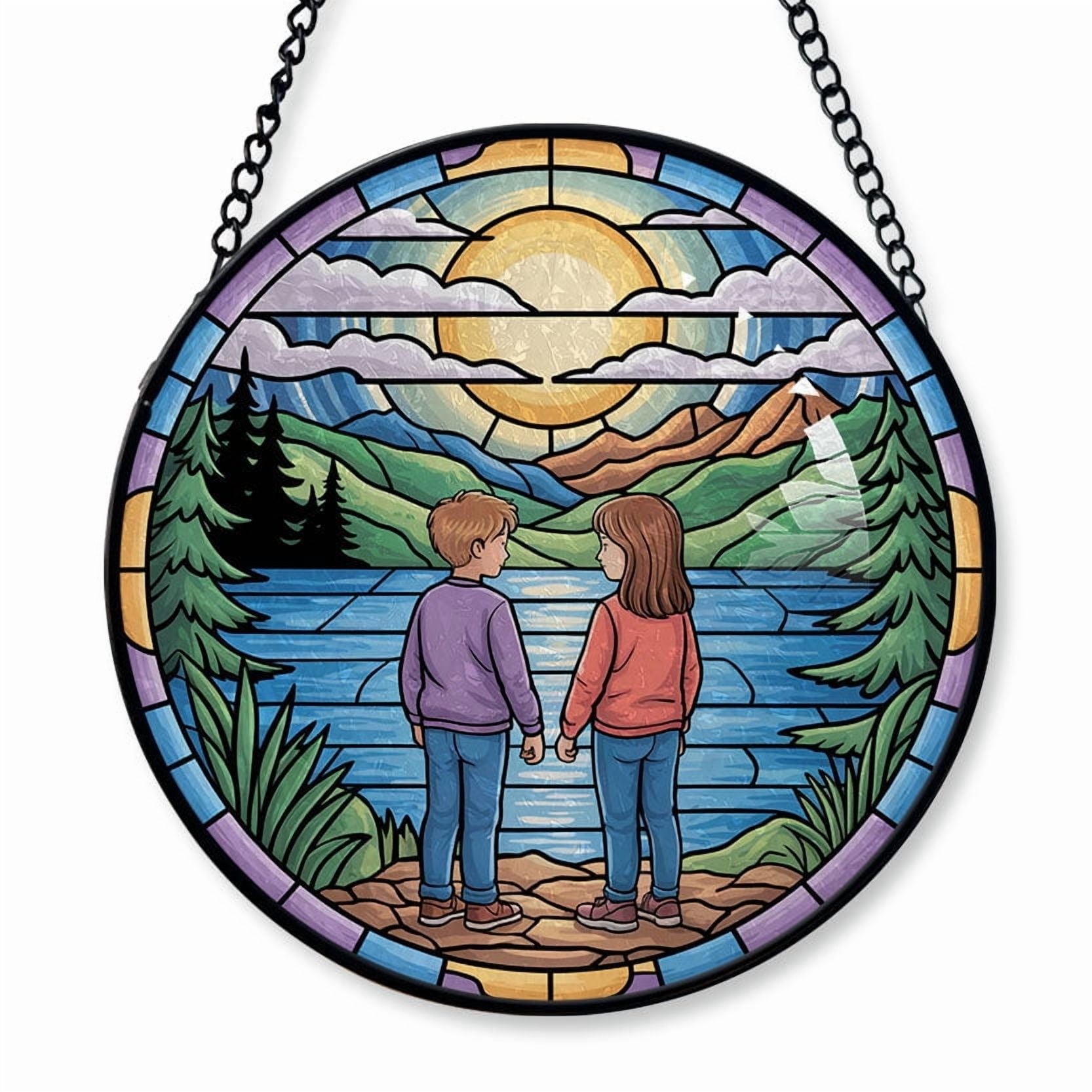 Brother and Sister Stained Glass Suncatcher Window Hanging ...