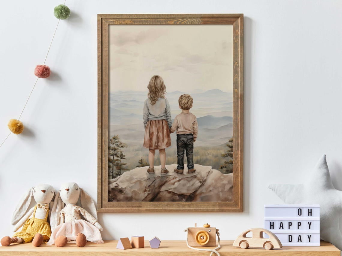 Brother And Sister Wall Art, Shared Sibling Room Decor, Sibling ...