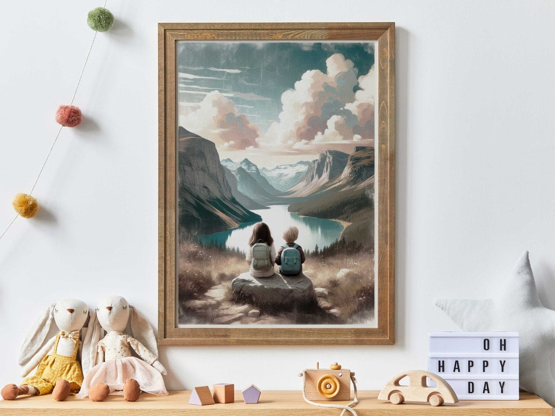 Brother And Sister Wall Art, Sibling Room Art, Adventure Art, Boy ...