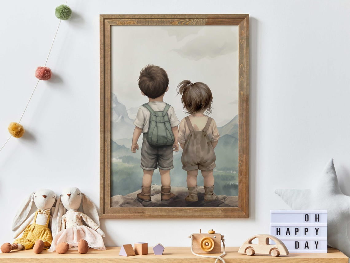 Brother & Sister Wall Art, Sibling Room Decor, Shared Toddler Room ...