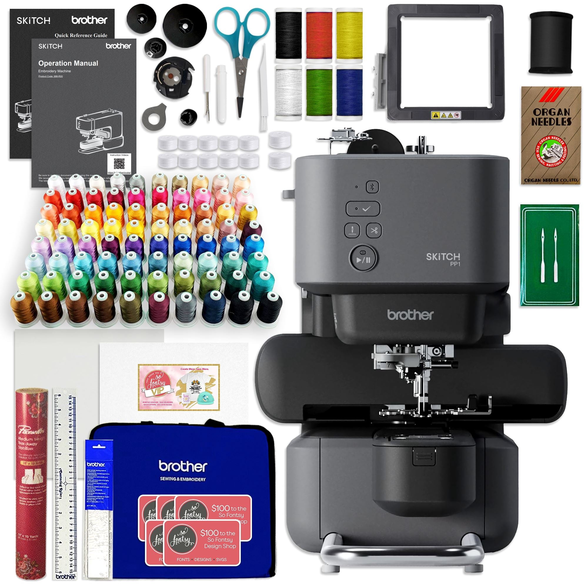 Brother Skitch PP1 4" x 4" Embroidery Machine with Deluxe 86 Spool ...