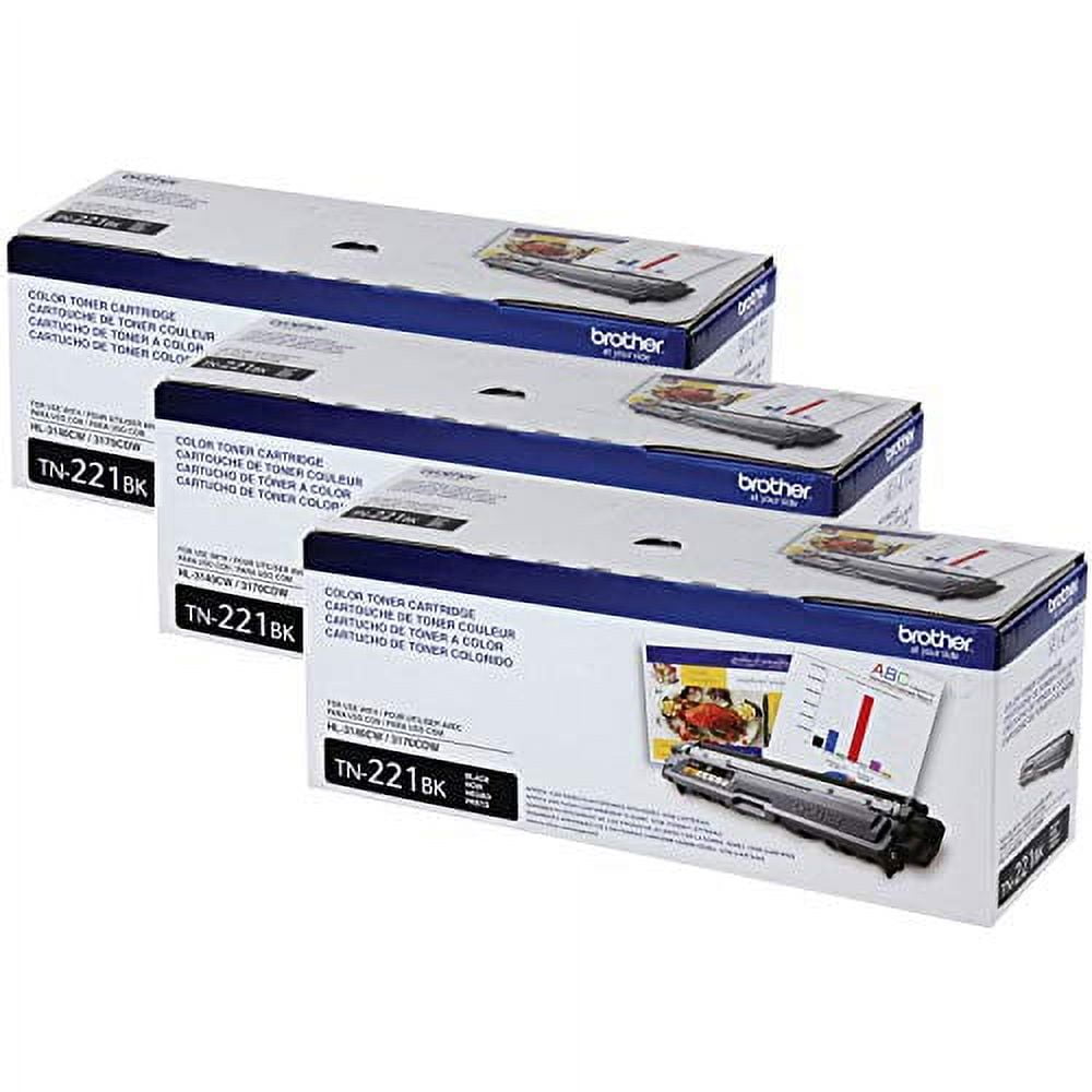 Brother TN221BK Standard Yield Toner Cartridge-3 pack - Walmart ...