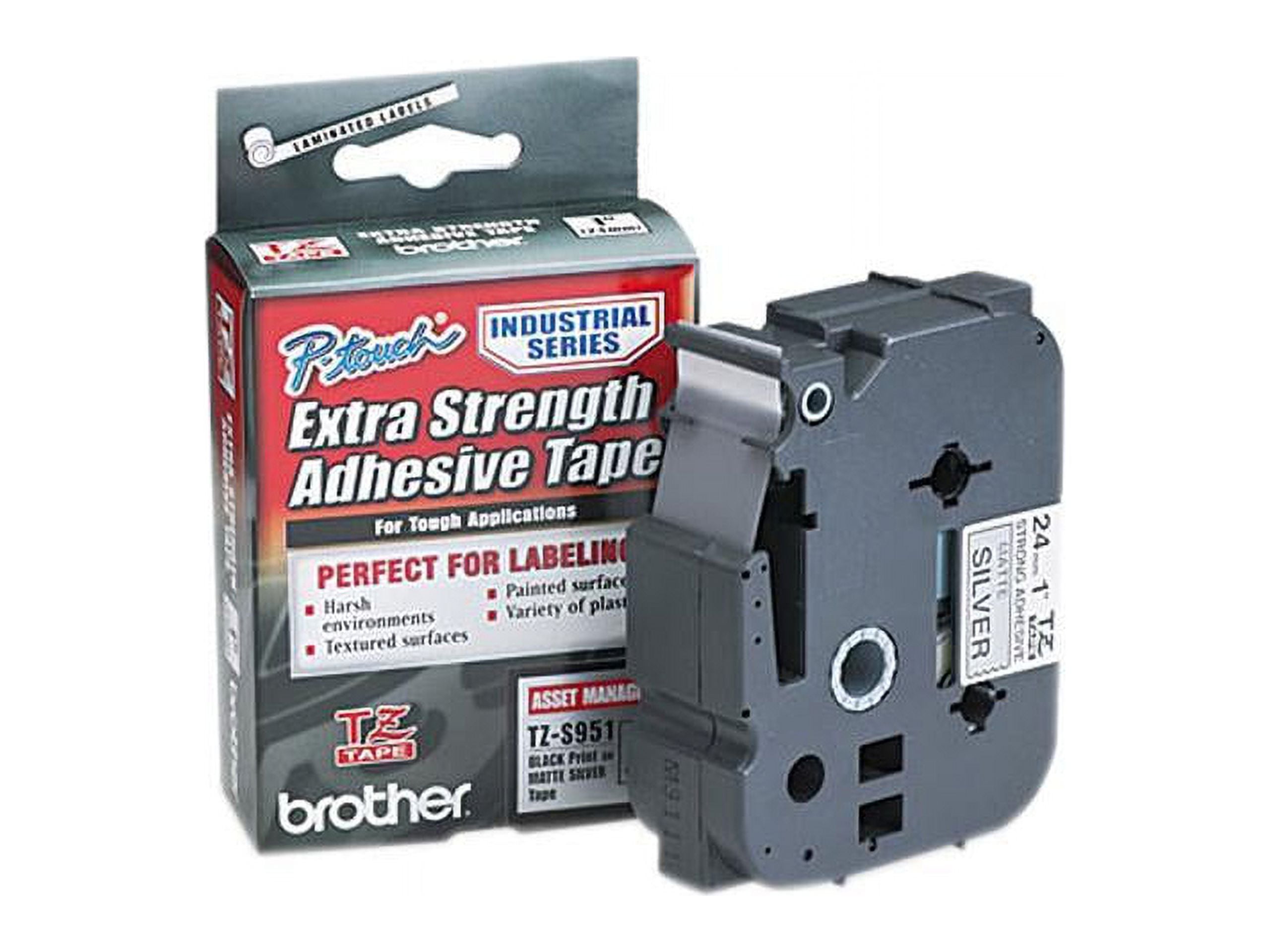 Brother TZ Extra-Strength Adhesive Laminated Labeling Tape, 1w, Black ...