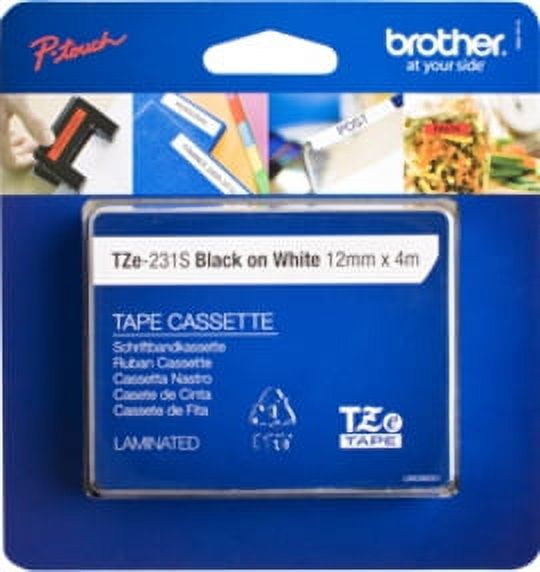 Brother TZE231S2 12 mm Label Printer Tape and Label - Black/White ...