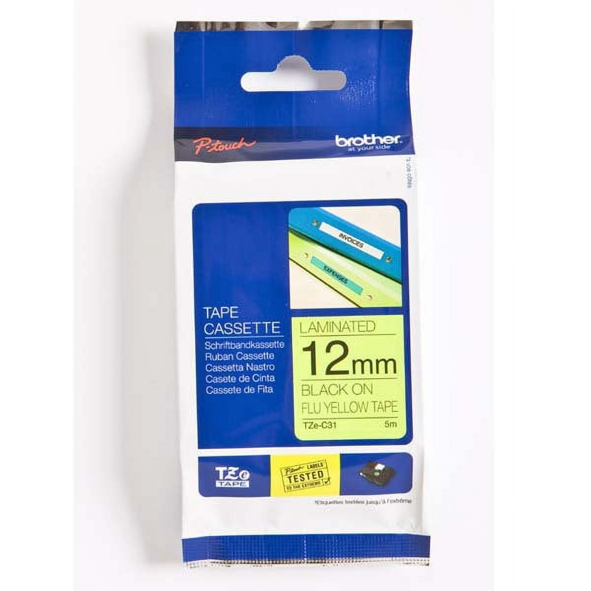 Brother TZe-C31 Pea-Touch Laminating Tape, Width 0.5 inches (12 mm ...