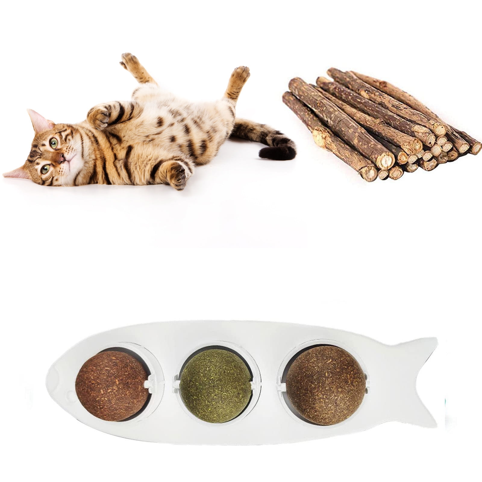 Brother Teddy 3-In-1 Catnip Ball，Cat Catnip Wall Toy, Catnip Licking Ball, Rotatable Cat Ball ...