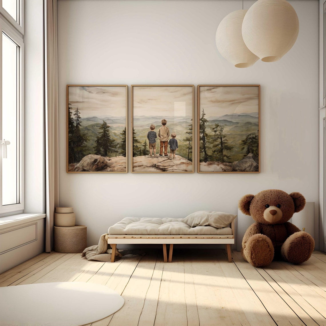 Brother Three Brothers Print Mountain Nursery Adventure Decor Boy ...