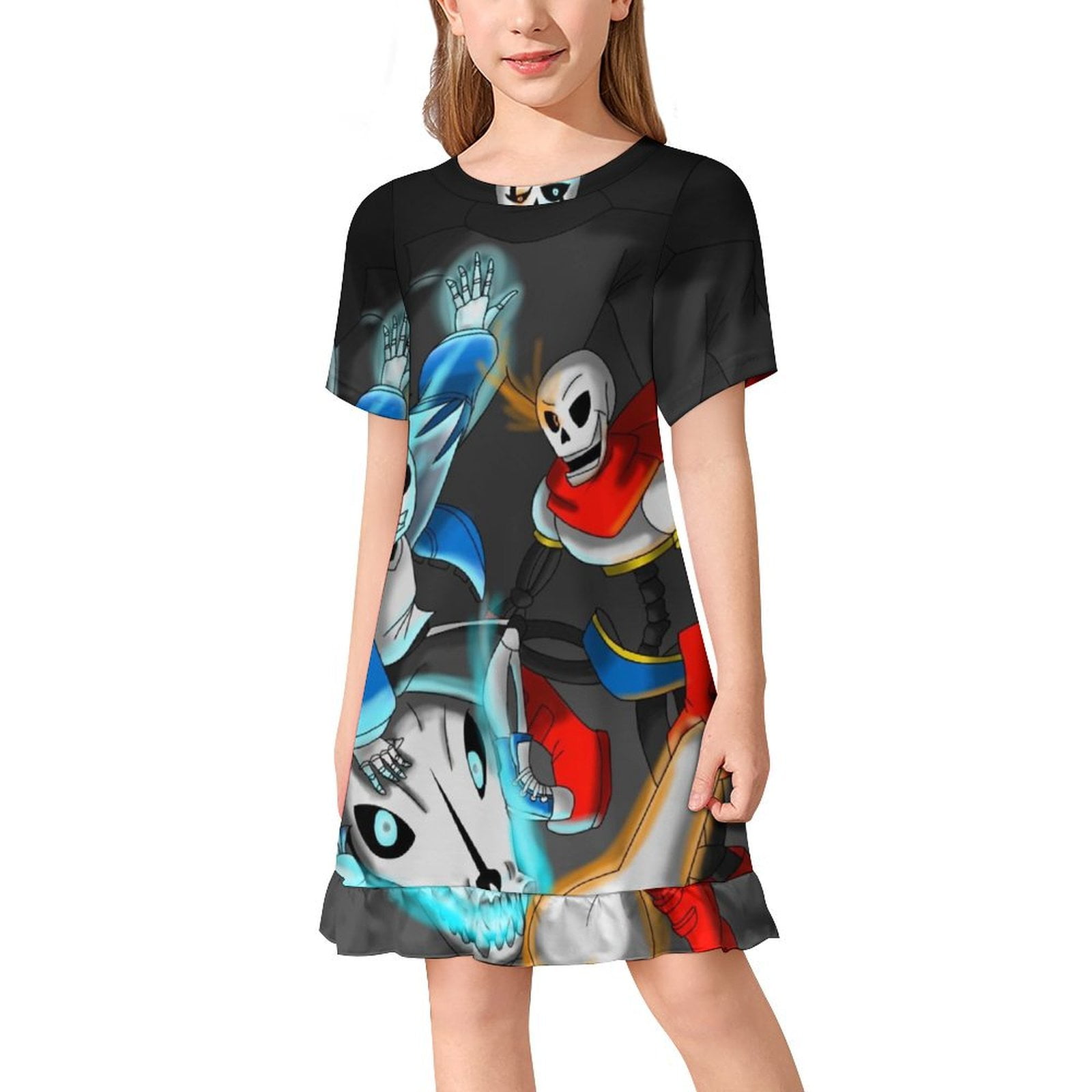 Brother Undertale Sans Papyrus Children's Short Sleeved Dress 3D ...