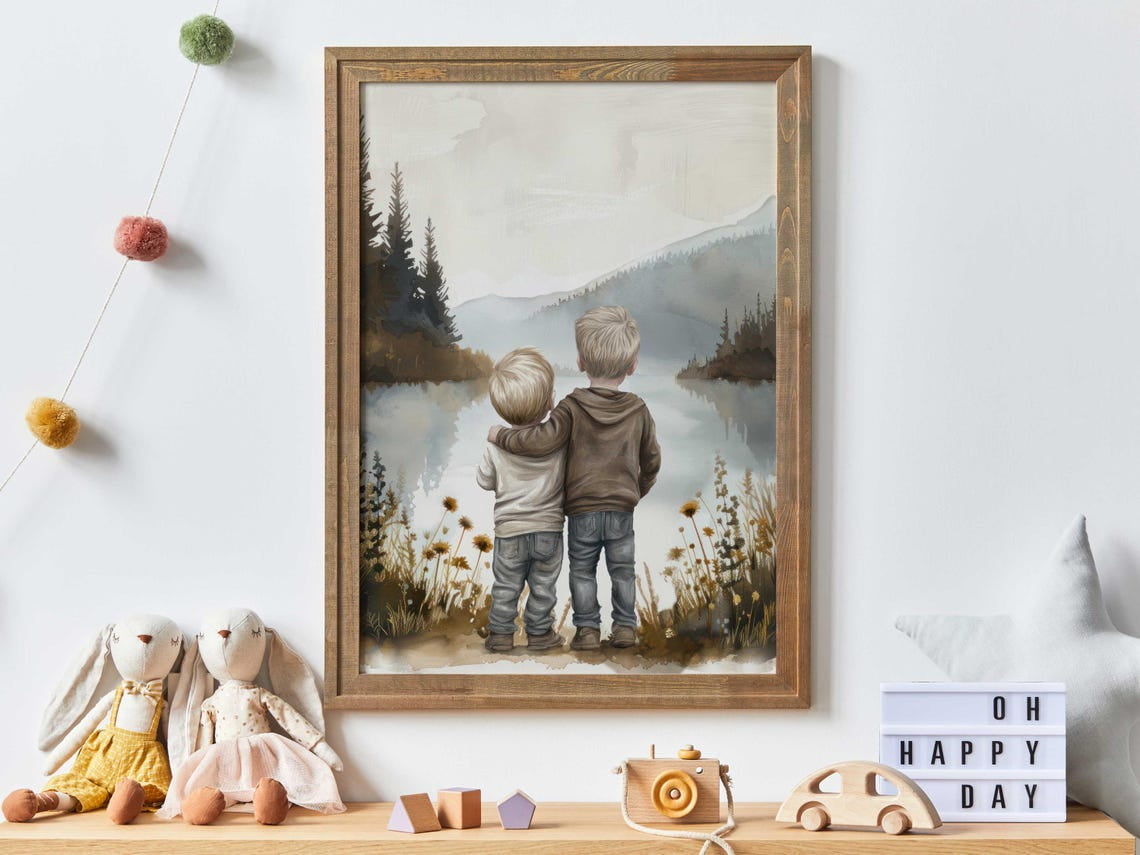 Brother Wall Art Room Decor Boys by Lake Shared Bedroom, Unframed Paper ...